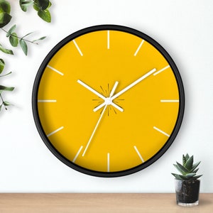 Yellow Clock, Minimalist Clock, Cool Wall Clock, Simple Wall Clock ...