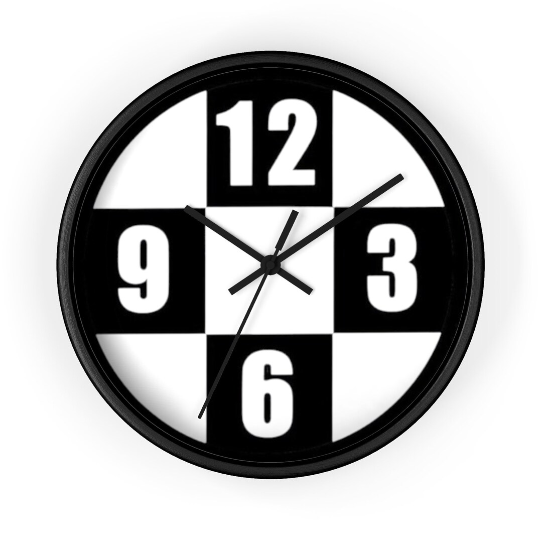 Checker Clock, Checkered Wall Clock, Geometric Wall Clock, Cool Wall ...