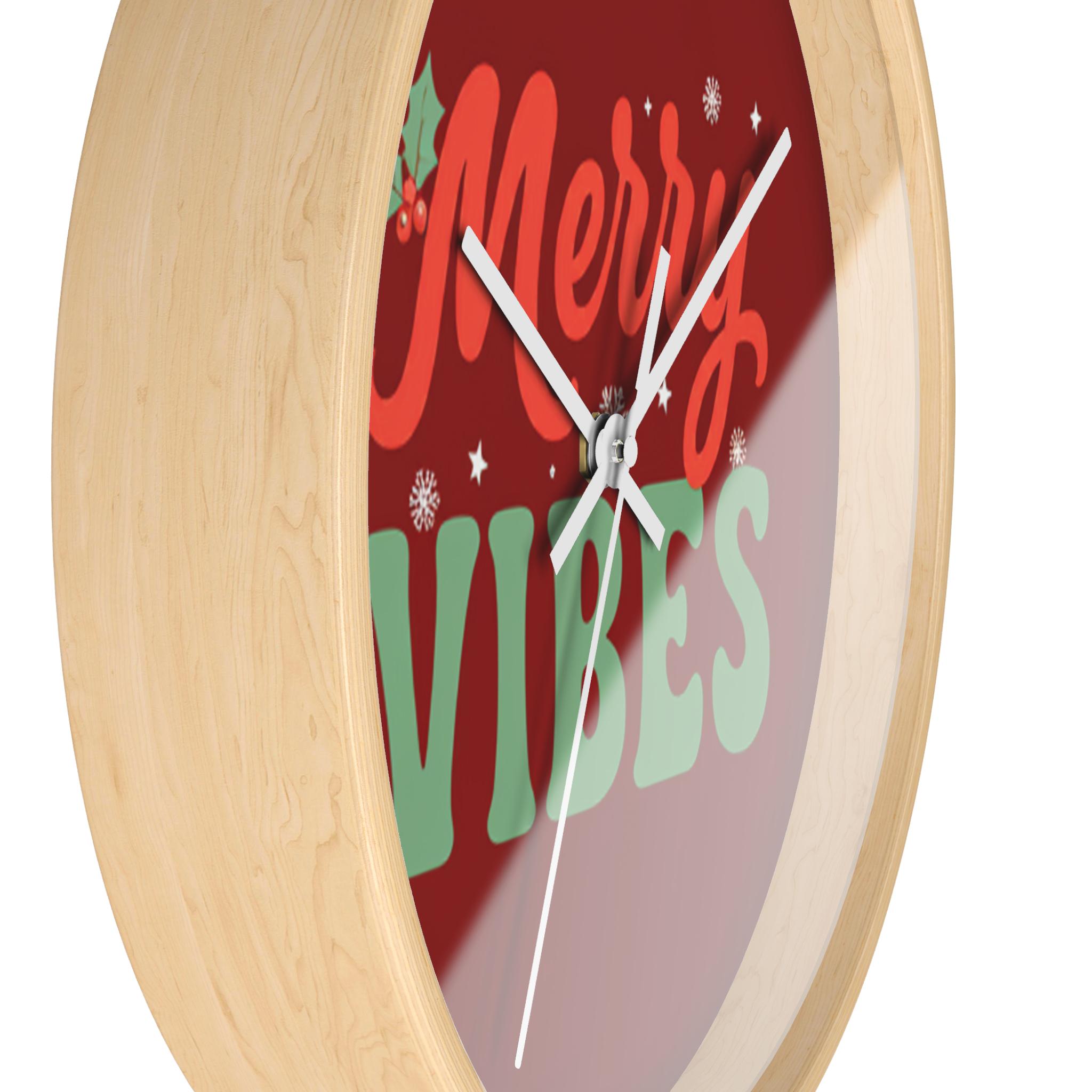 Merry Vibes Wall Clock, Red Christmas Clock, Holiday Decor Clock ...