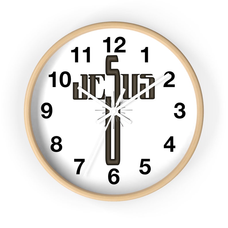 Jesus Cross Wall Clock, Jesus Word Art Clock, Christian Clock, Jesus ...