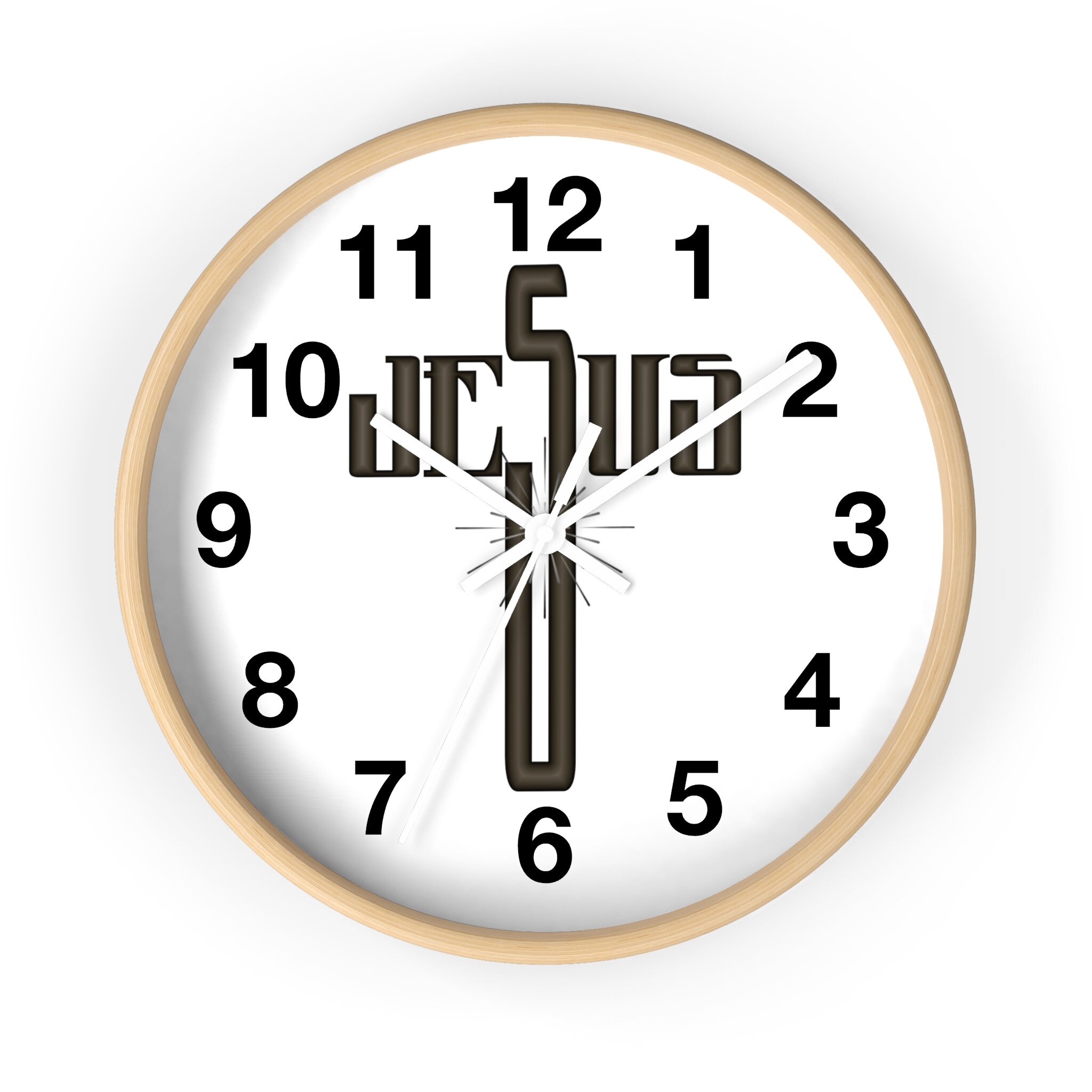 Jesus Cross Wall Clock, Jesus Word Art Clock, Christian Clock, Jesus ...