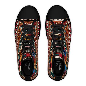 Women's High Top Sneakers, African Pattern Shoes, Geometric Design ...