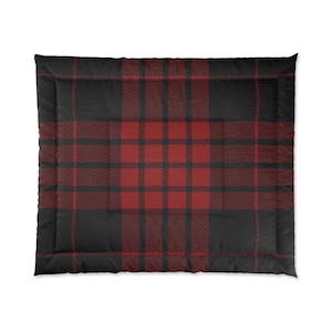 Comforter, Red Plaid Comforter, Tartan Checkered Bedding, Checkered ...