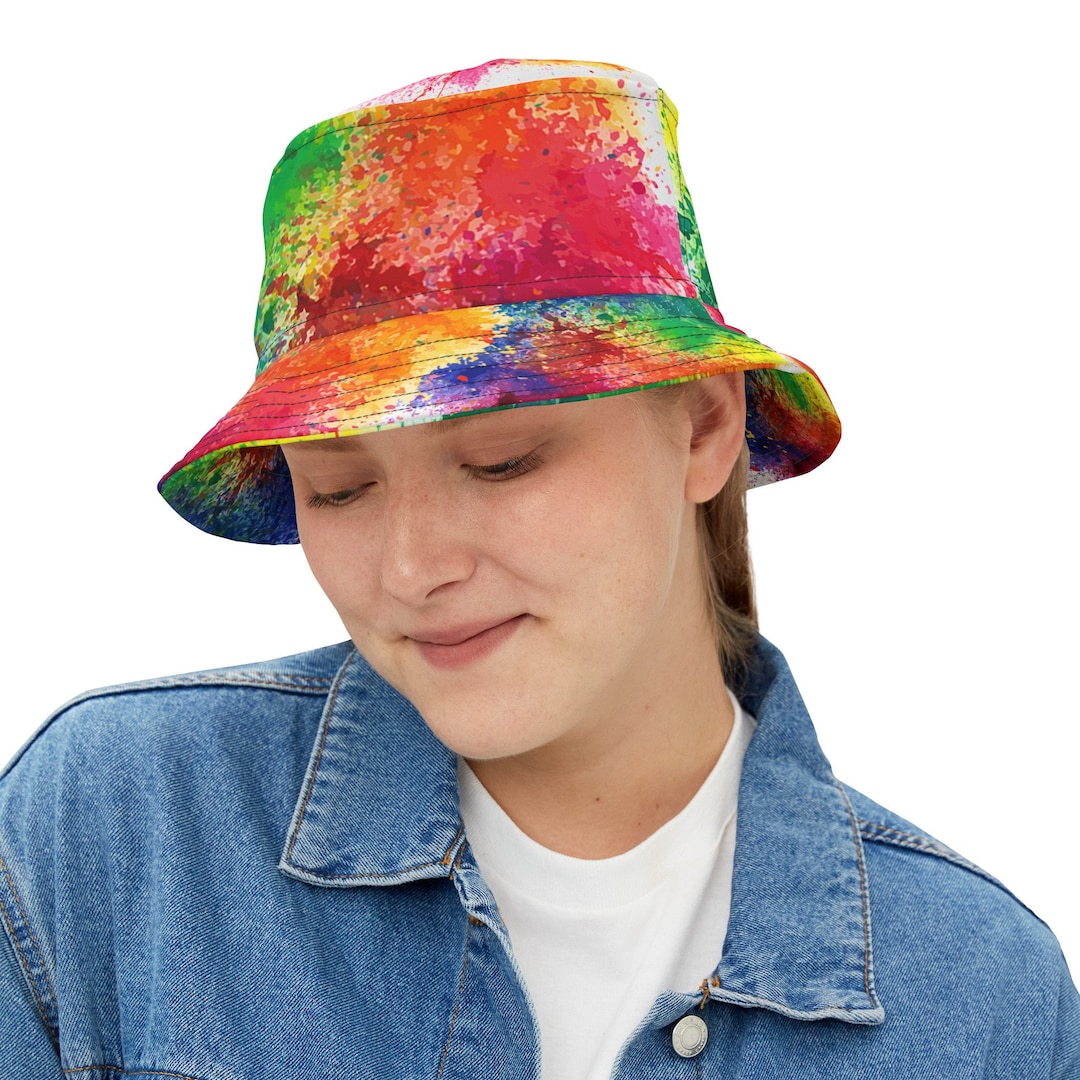 Rainbow Bucket Hat, Rave Bucket Hat, Women Bucket Hat, Colorful Bucket ...