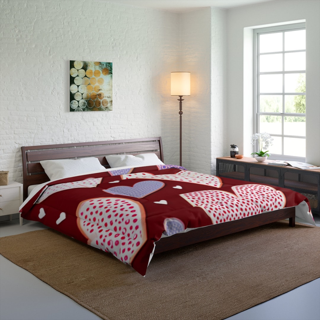 Comforter Heart Pattern Bedding Romantic Comforter Cozy - Etsy