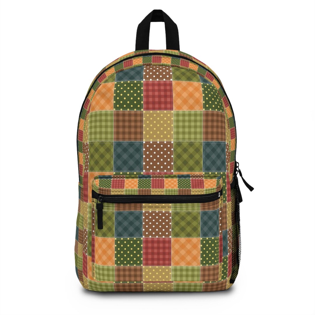 Plaid Polka Dot Backpack, Patchwork Backpack, Patchwork Pattern ...