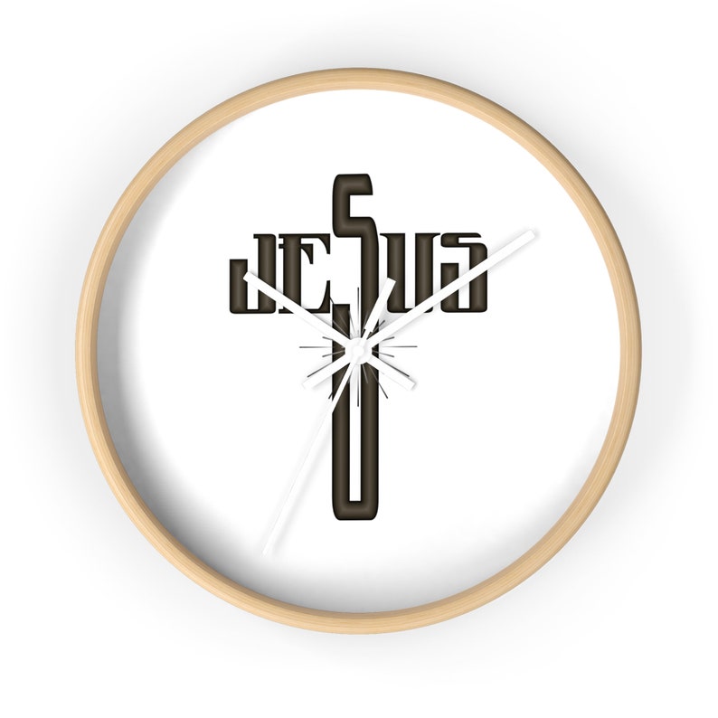 Jesus Word Art Clock, Jesus Cross Wall Clock, Christian Clock, Cross ...