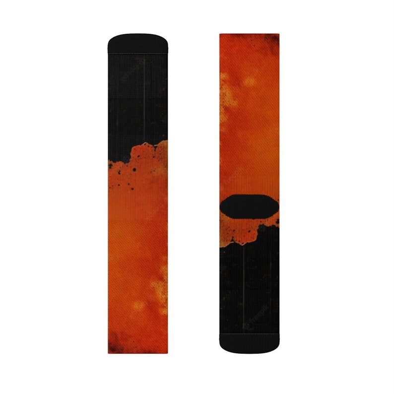 Orange Black Sock, Punk Style Sock, Edgy Colorful Sock, Unique Design ...