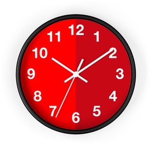 Two Tone Red Clock, Red Clock, Two Tone Clock, Dual Tone Clock, Unique ...