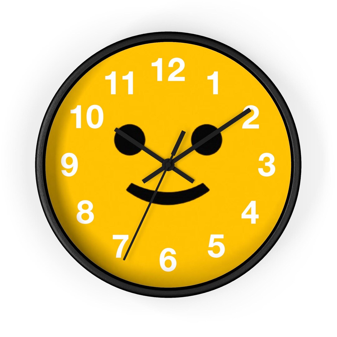 Emoji Clock, Smiling Wall Clock, Happy Face Clock, Minimalist Wall ...
