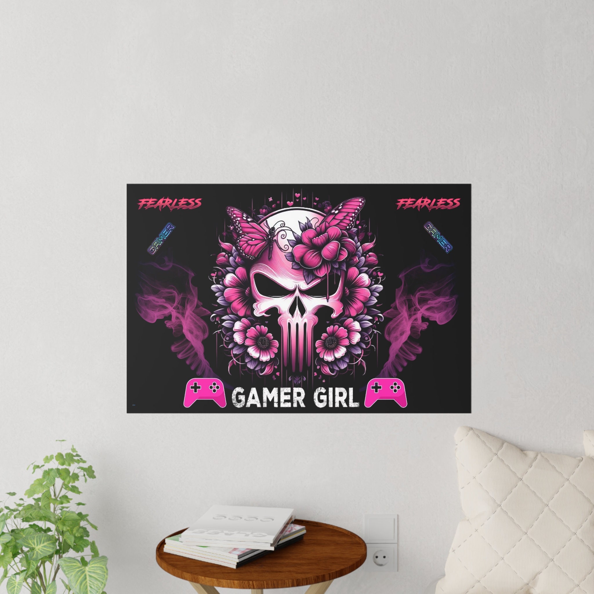 Gamer Girl Sticker, Gamer Skull Decal, Gaming Room Decor, Video Game ...