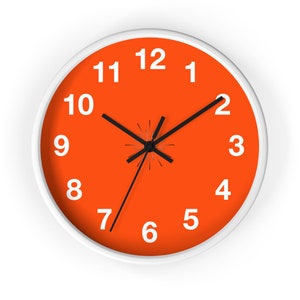 Orange Clock, Minimalist Clock, Modern Wall Clock, Cool Wall Clock ...