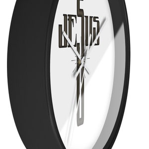 Jesus Word Art Clock, Jesus Cross Wall Clock, Christian Clock, Cross ...