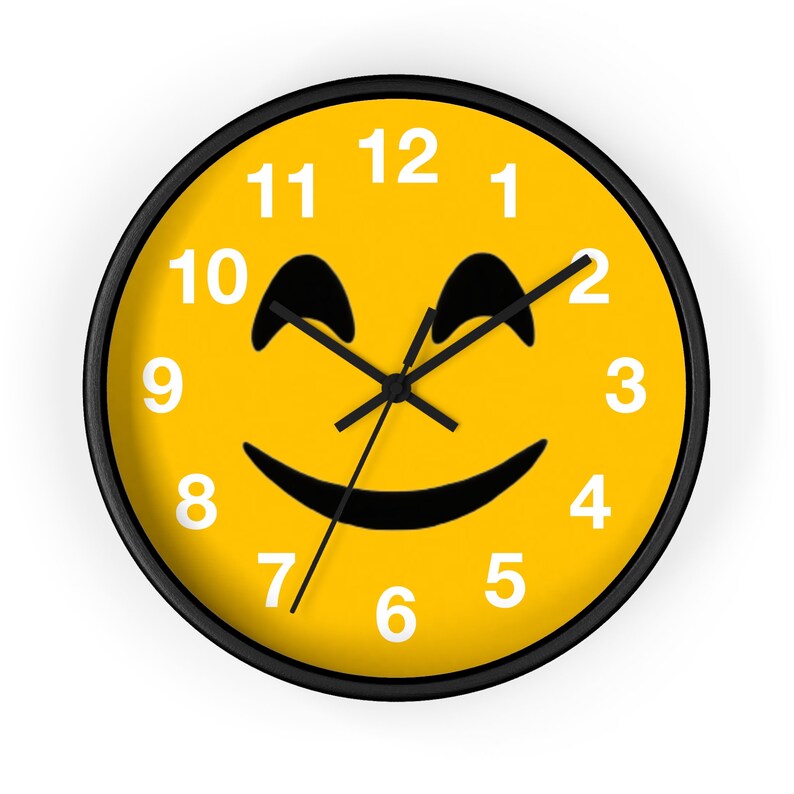 Happy Face Clock, Smiley Wall Clock, Emoji Clock, Minimalist Wall Clock ...