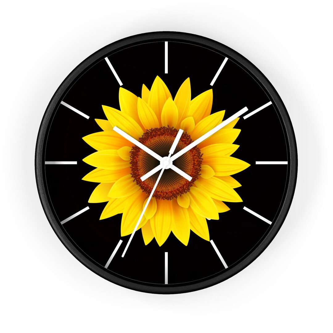 Sunflower Clock, Sunflower Wall Clock, Flower Clock, Floral Wall Clock ...