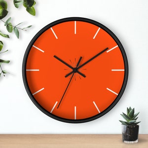 Orange Clock, Minimalist Clock, Modern Wall Clock, Simple Wall Clock ...