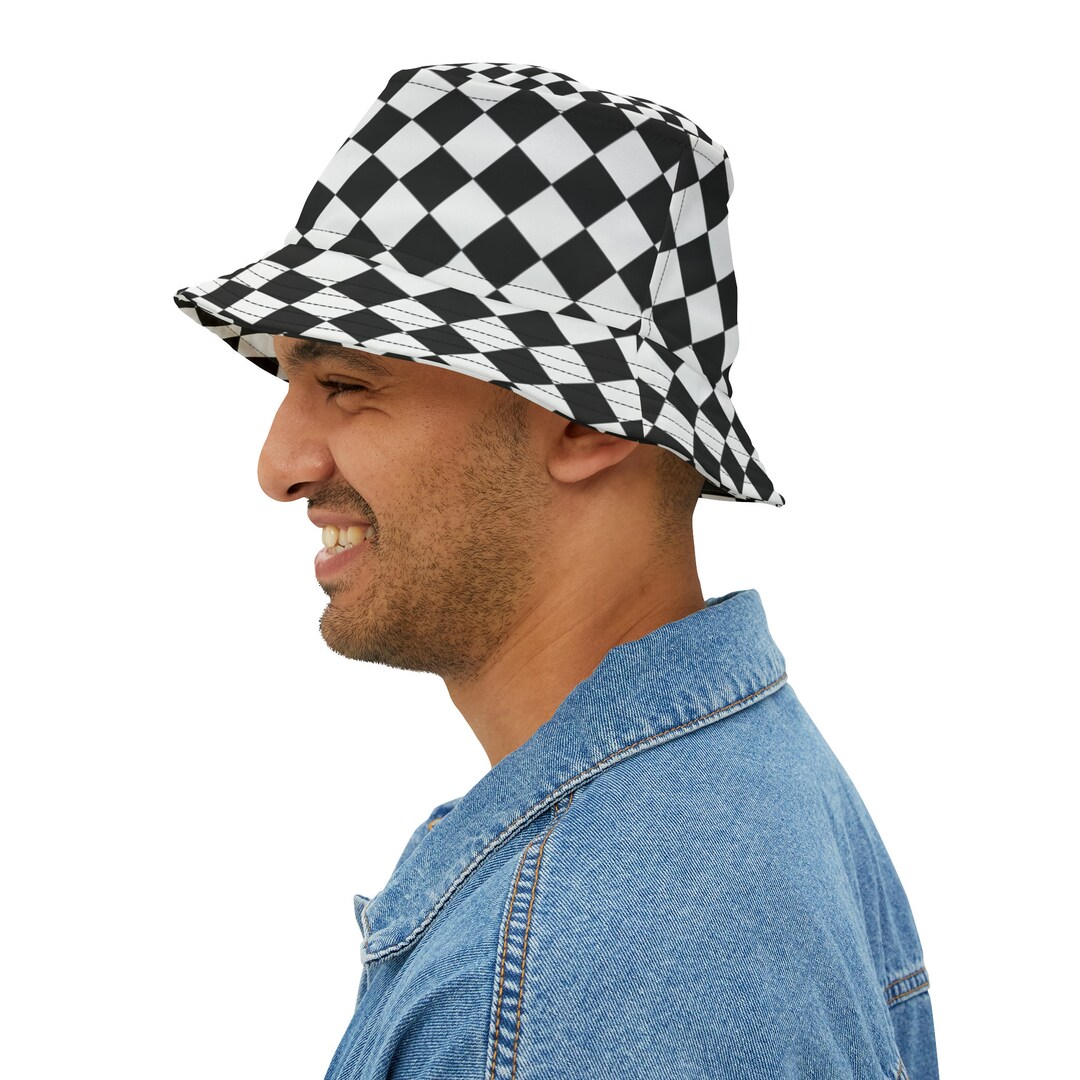 Bucket Hat, Checkered Bucket Hat, Checker Bucket Hat, Unique Bucket Hat ...