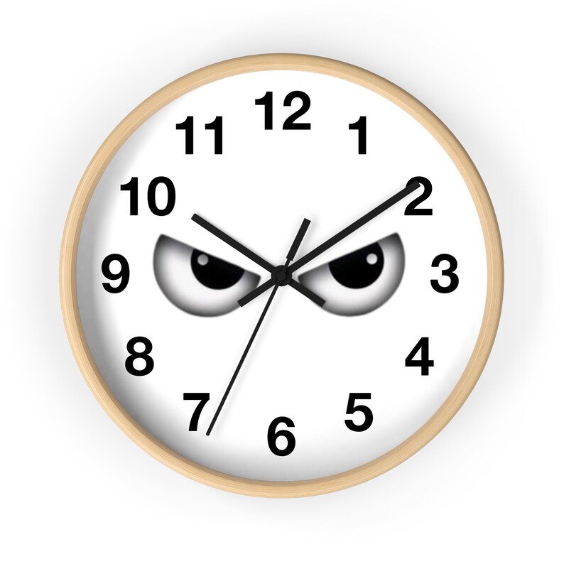 Angry Eyes Wall Clock, Angry Face Wall Clock, Funny Clock, Unique Wall ...