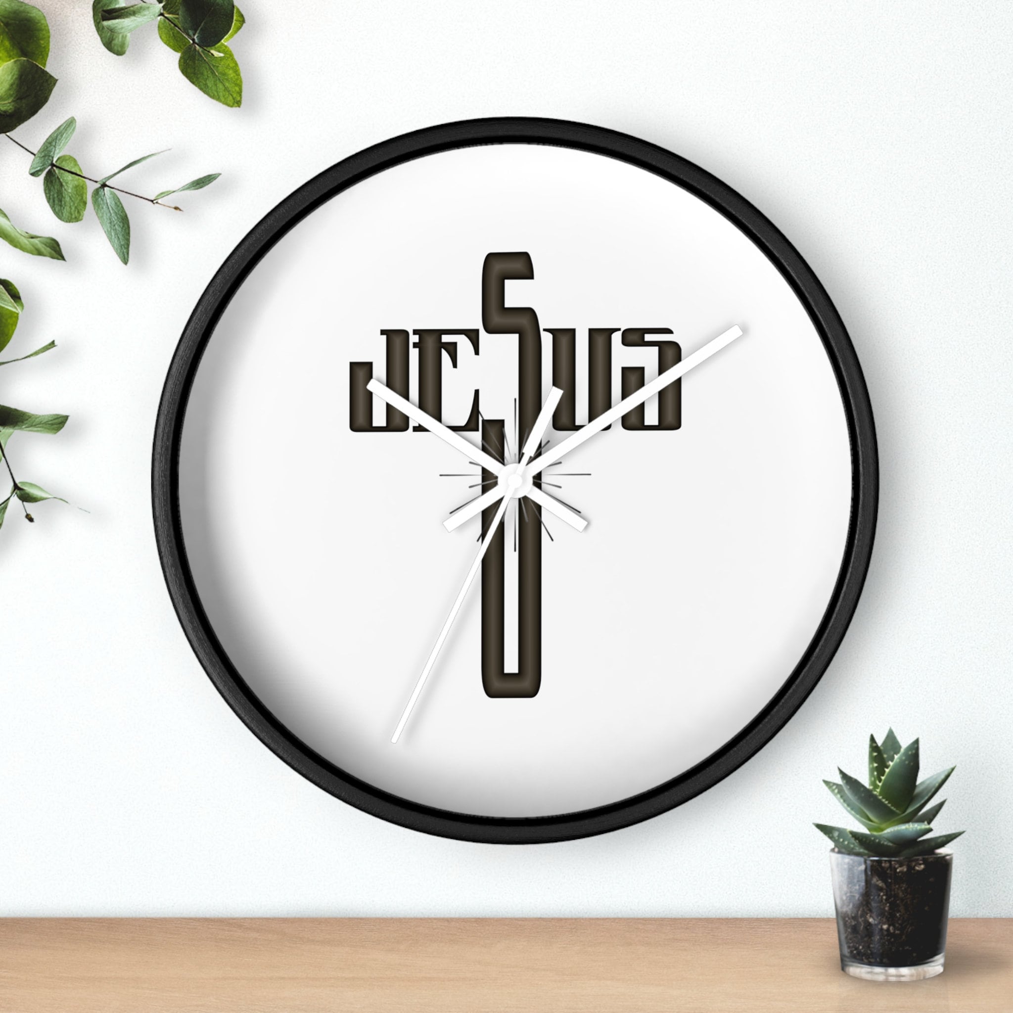 Jesus Word Art Clock, Jesus Cross Wall Clock, Christian Clock, Cross ...