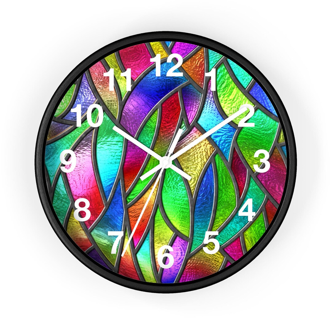 Stained Glass Pattern Clock, Stained Glass Print Clock, Unique Clock ...