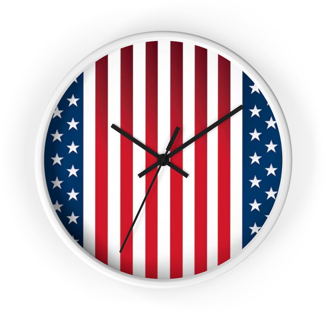 American Flag Clock, Patriotic Wall Clock, American Pride Clock, USA ...