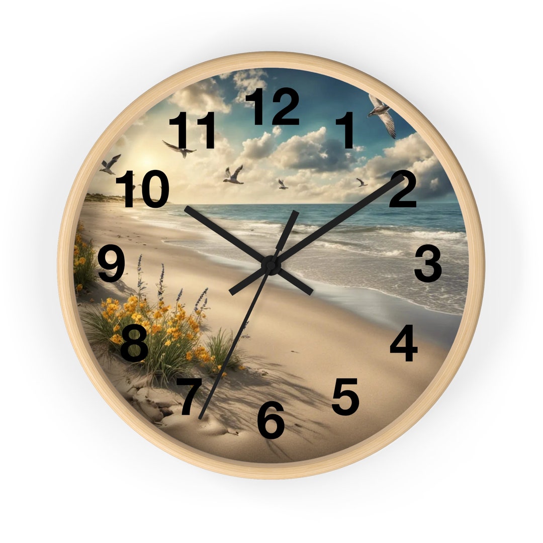 Wall Clock Coastal Clock Decor Beach Clock Ocean View - Etsy