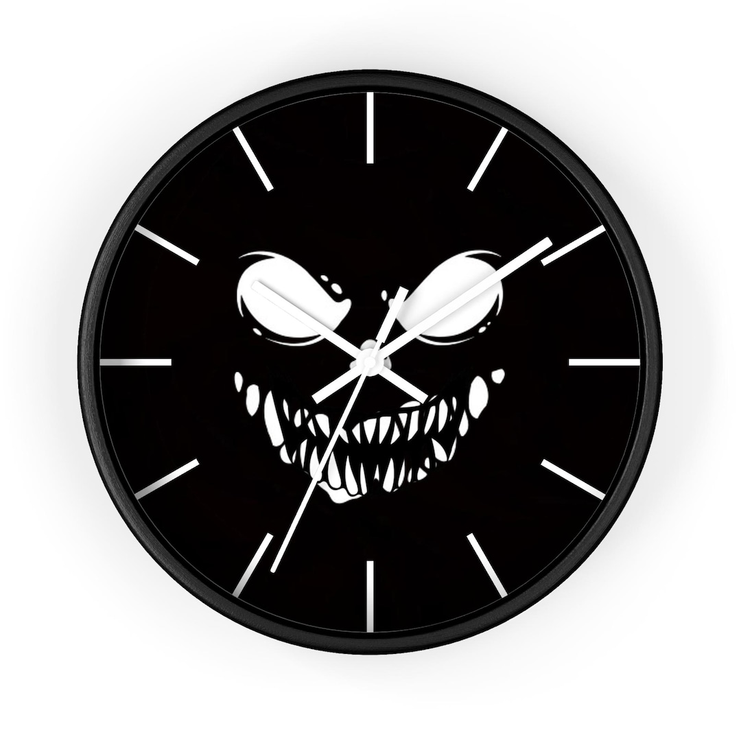 Scary Face Clock, Spooky Face Clock, Spooky Wall Clock, Halloween Clock ...