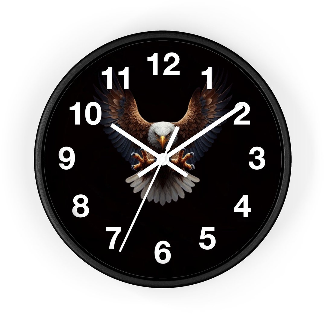 Bald Eagle Clock, Eagle Wall Clock, American Bald Eagle Clock, Bird ...