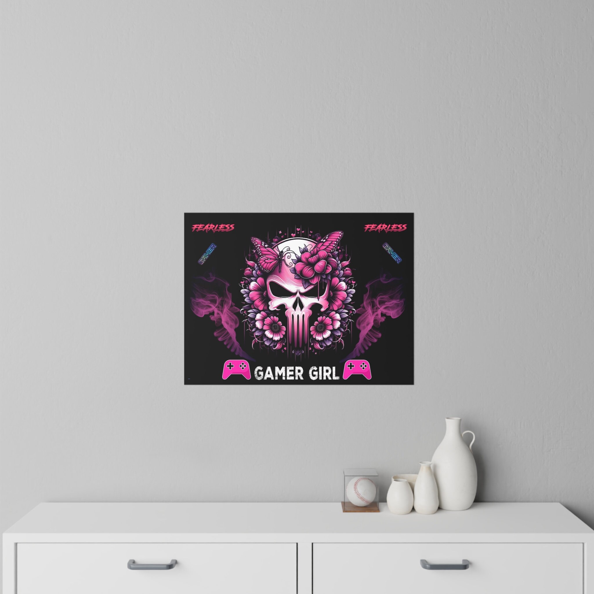 Gamer Girl Sticker, Gamer Skull Decal, Gaming Room Decor, Video Game ...