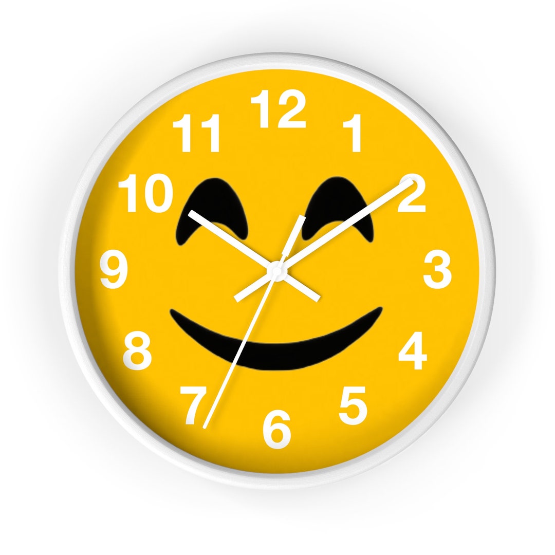Happy Face Clock, Smiley Wall Clock, Emoji Clock, Minimalist Wall Clock ...
