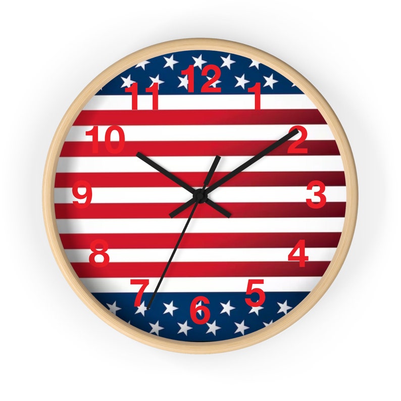 American Flag Clock, Patriotic Wall Clock, USA Flag Clock, American ...