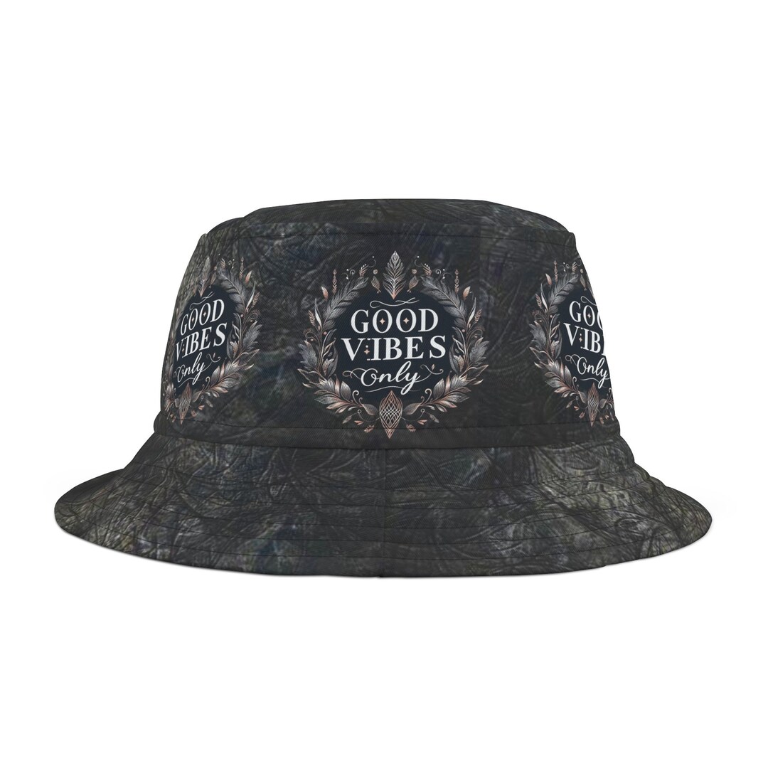 Bucket Hat, Good Vibes Only Hat, Goth Hat, Black Hat, Unique Bucket Hat ...