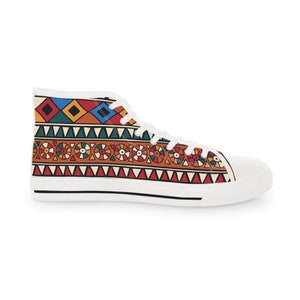 Men's High Top Sneakers, African Pattern Shoes, Colorful Tribal ...