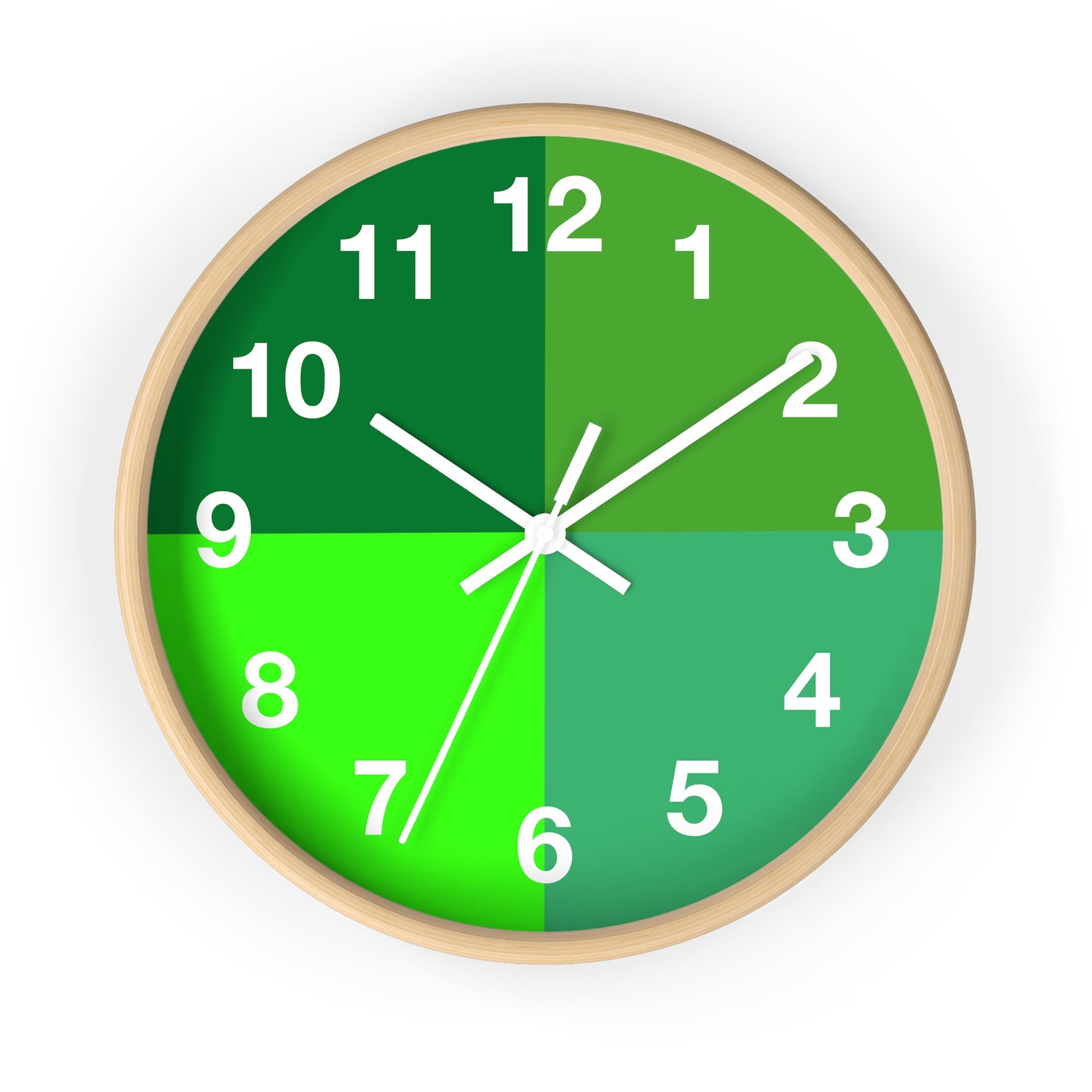 Four Tone Clock, Green Clock, Quadrant Toned Clock, Multi Shade Clock ...