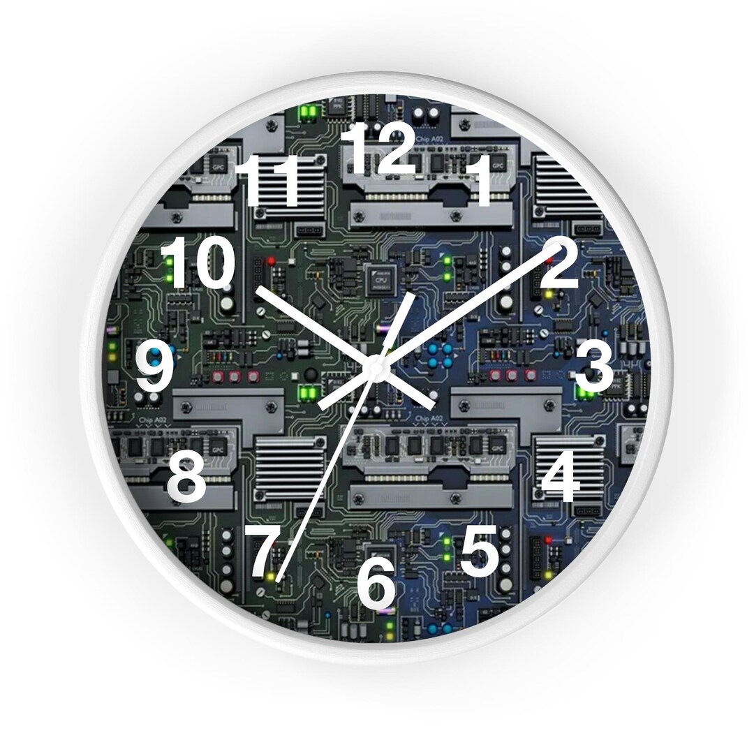 Circuit Board Wall Clock, Technology Clock, Electronics Design Clock, High Tech Wall Art, Unique ...