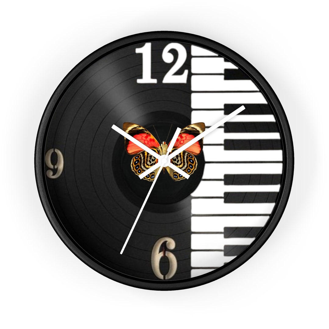 Wall Clock, Vinyl Clock, Vinyl Record Clock, Music Clock, Piano Wall ...