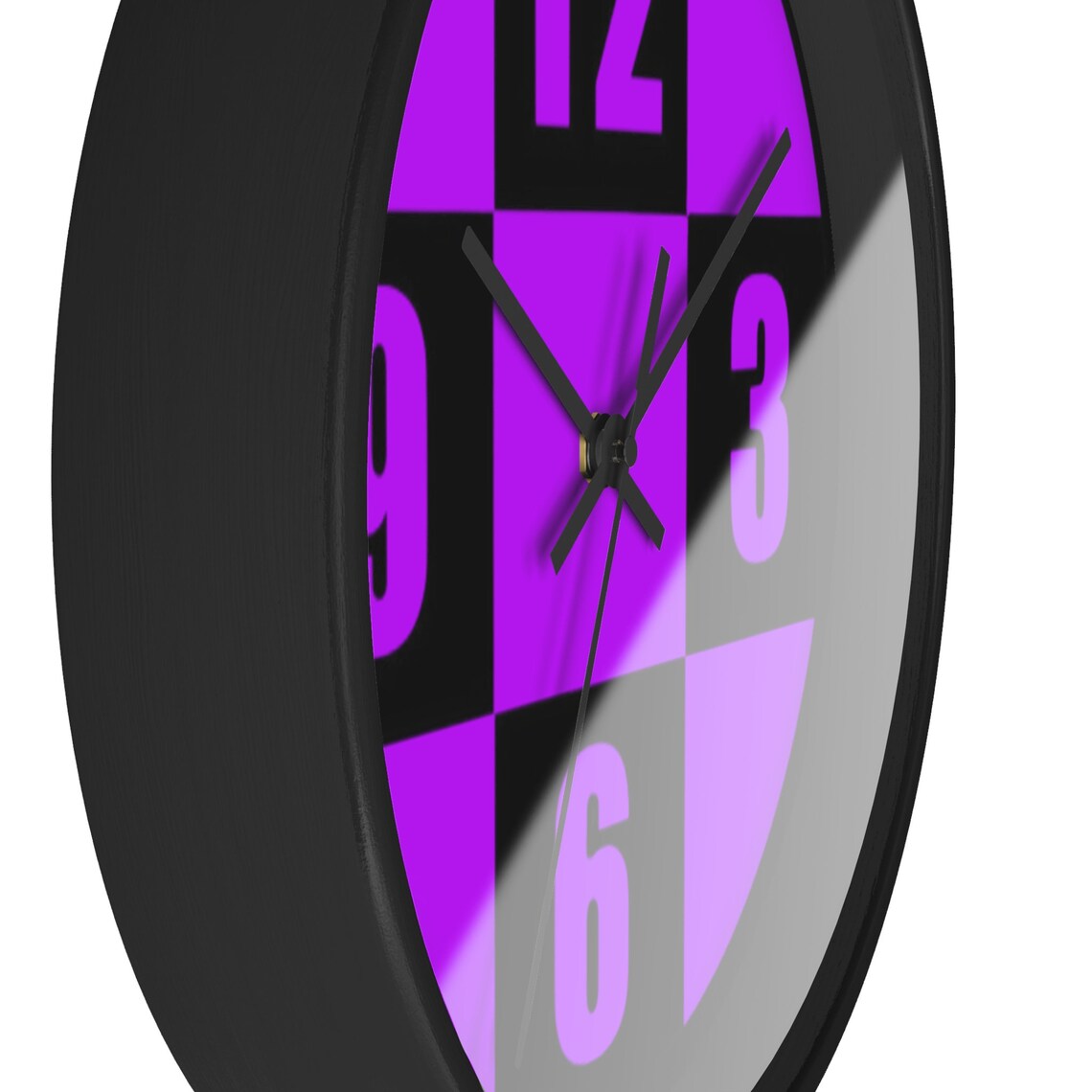 Purple Checker Clock, Checker Clock, Checkered Wall Clock, Geometric ...