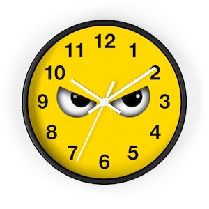 Playful Eyes Clock, Angry Face Wall Clock, Funny Clock, Unique Wall ...