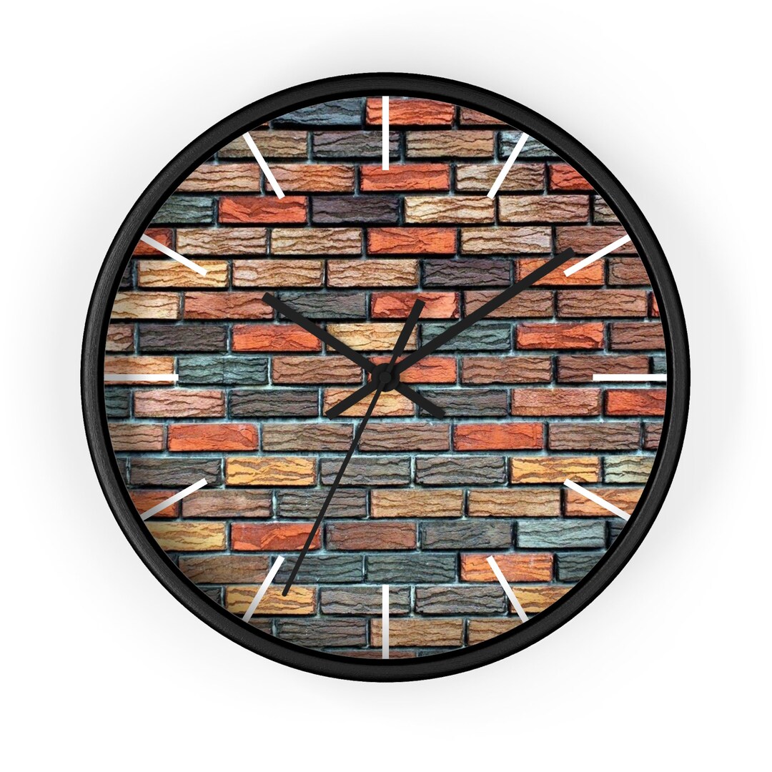 Brick Wall Clock, Brick Pattern Clock, Unique Wall Clock, Cool Wall ...