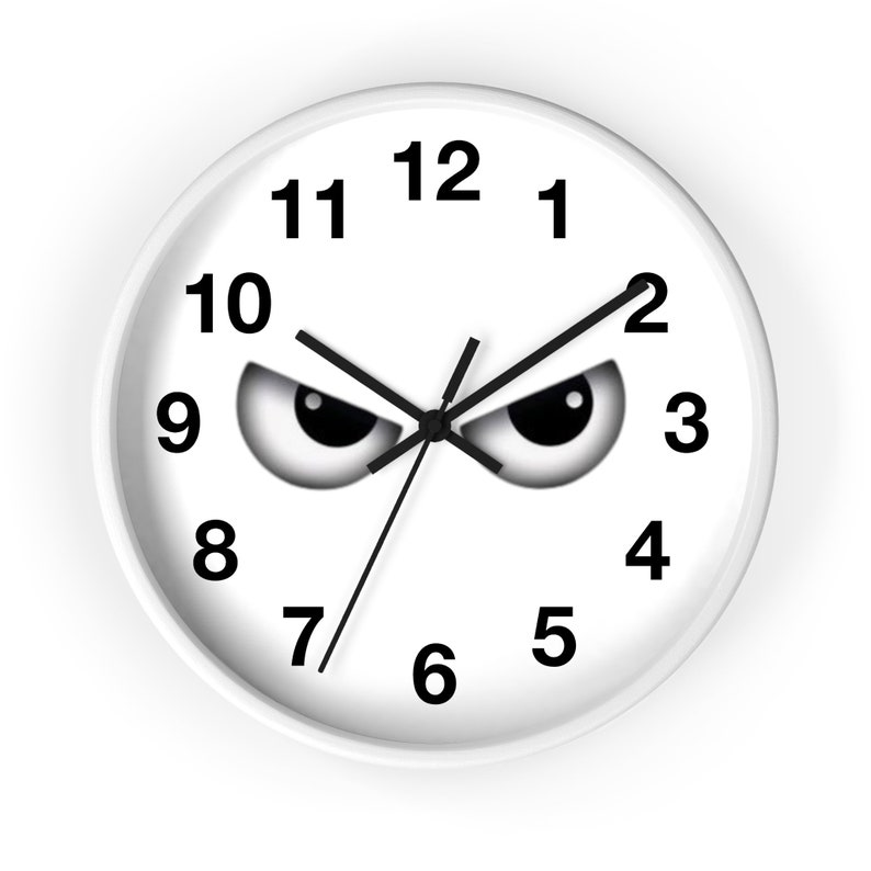 Angry Eyes Wall Clock, Angry Face Wall Clock, Funny Clock, Unique Wall ...