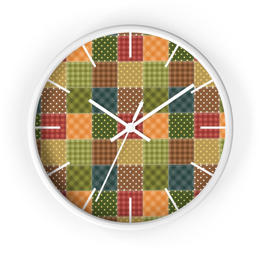 Patchwork Pattern Wall Clock, Patchwork Print Clock, Geometric Wall ...