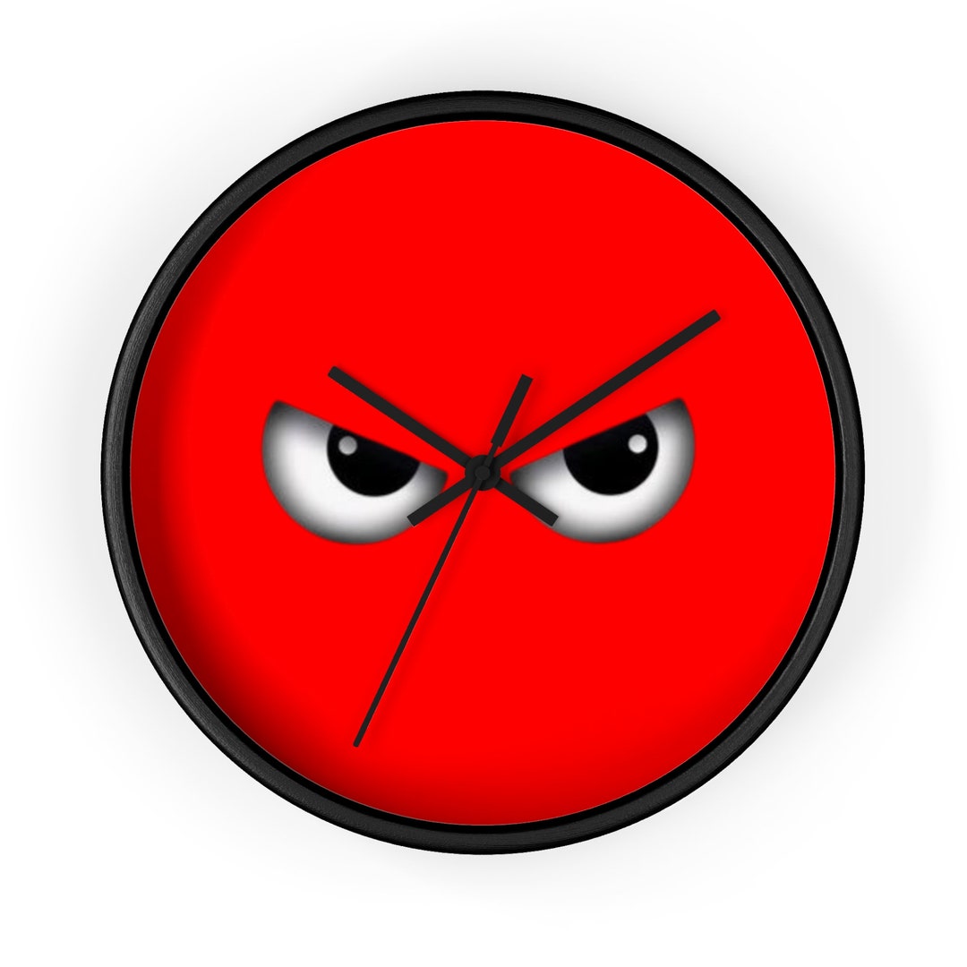 Angry Face Wall Clock, Expressive Eyes Clock, Funny Clock, Unique Wall ...