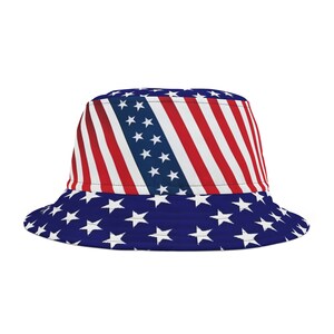 American Flag Bucket Hat, Patriotic Hat, Stars and Stripes Hat ...