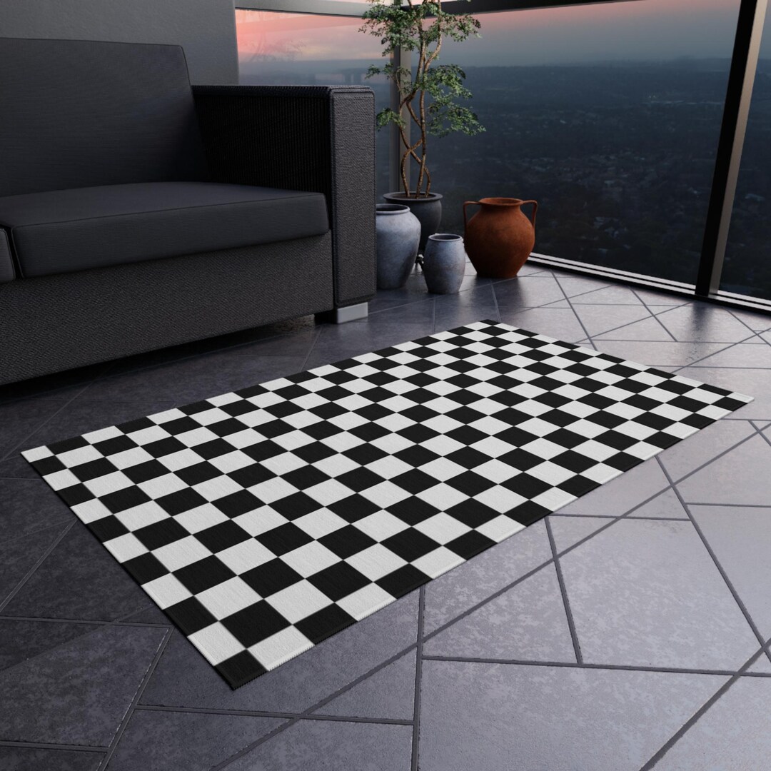 Checkered Outdoor Rug, Checkerboard Pattern Outdoor Rug, Checkers Rug ...