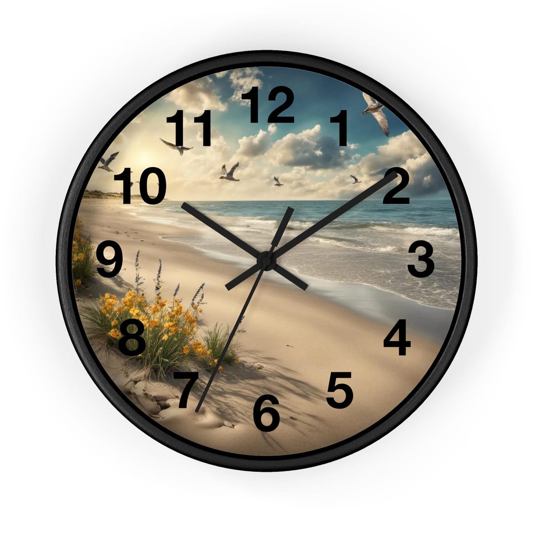Wall Clock, Coastal Clock Decor, Beach Clock, Ocean View Clock, Sand ...