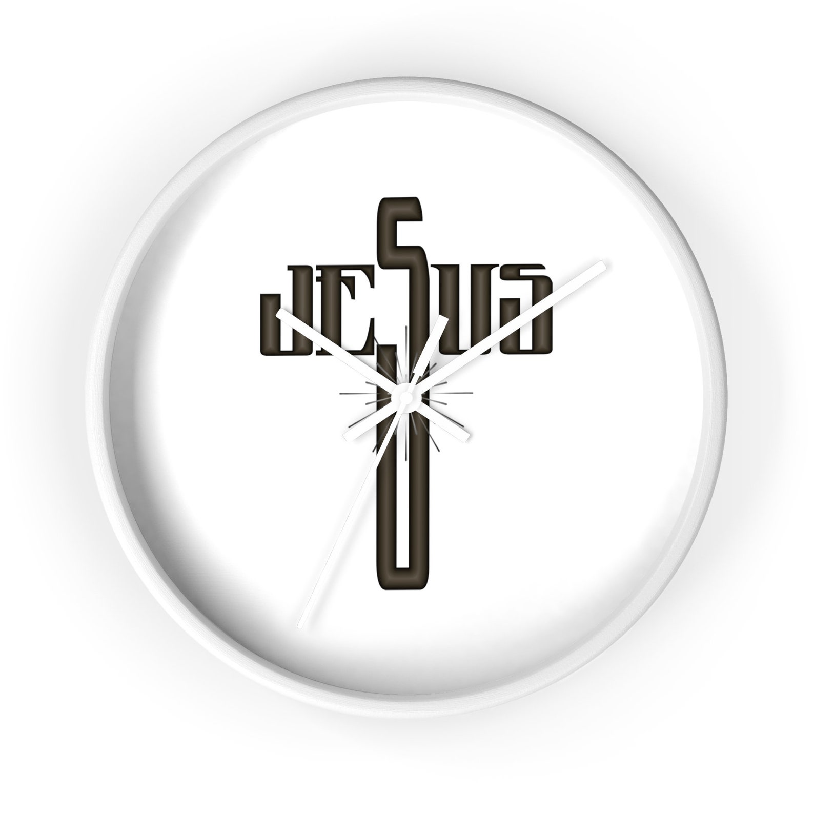 Jesus Word Art Clock, Jesus Cross Wall Clock, Christian Clock, Cross ...