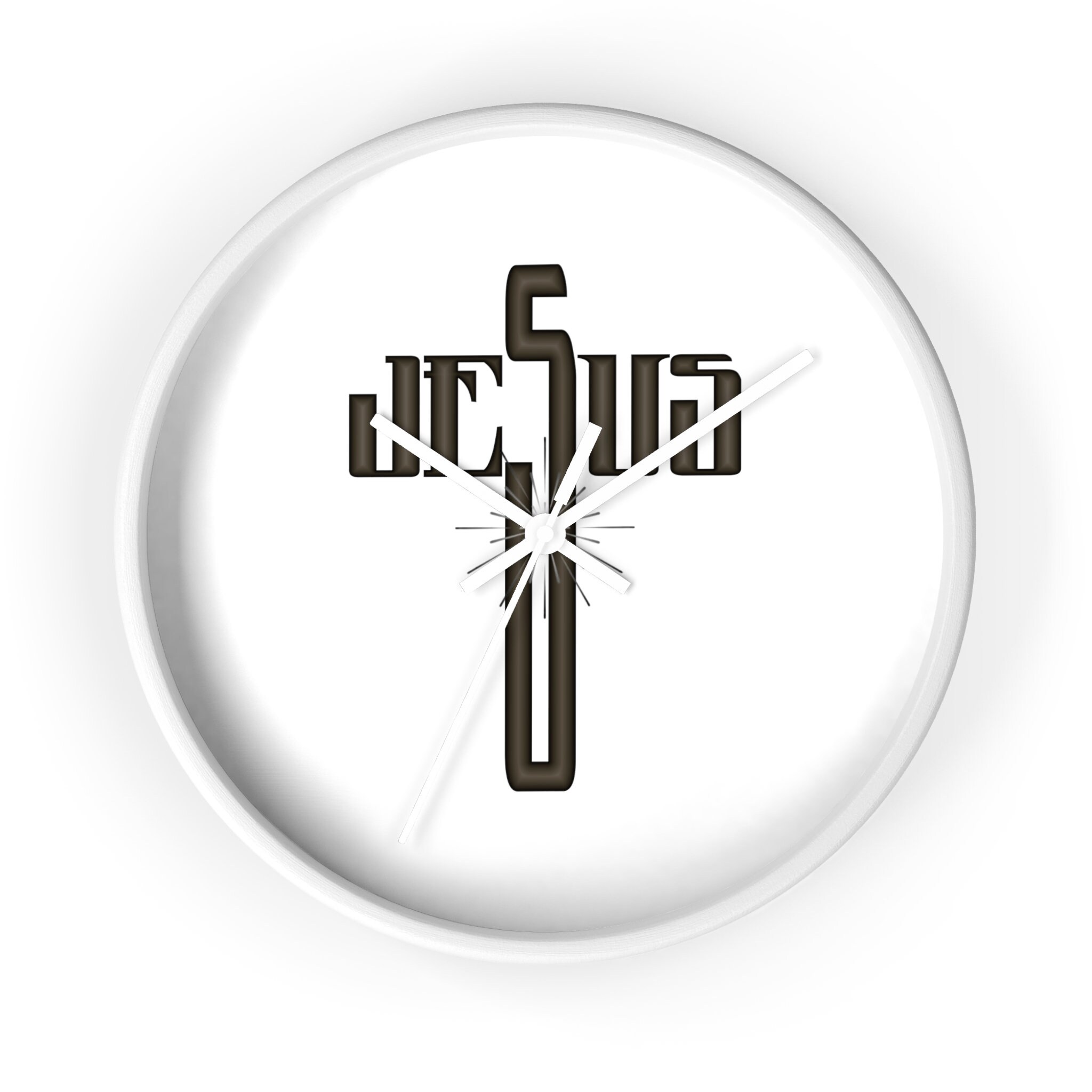 Jesus Word Art Clock, Jesus Cross Wall Clock, Christian Clock, Cross ...