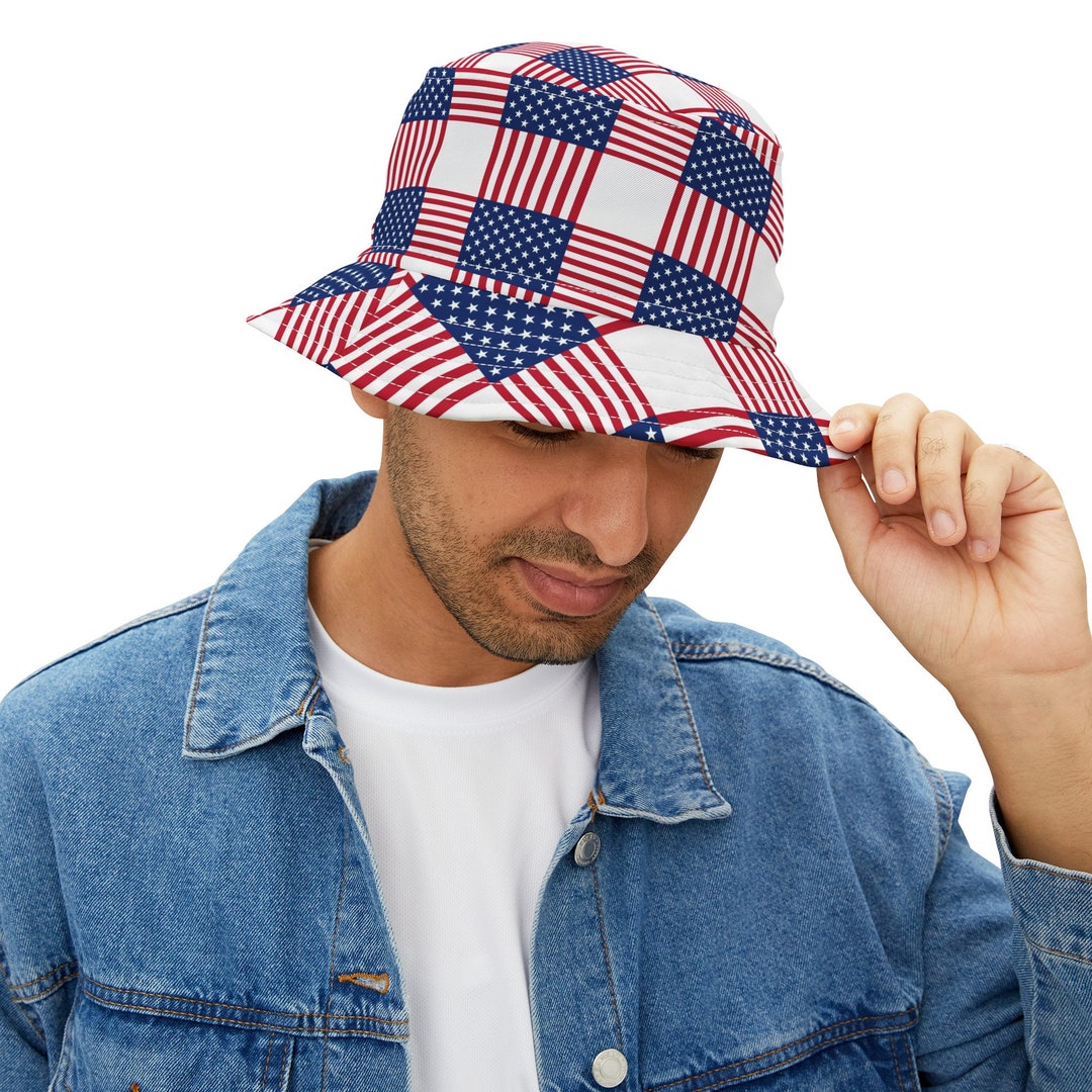 American Flag Bucket Hat, Stars and Stripes Hat, 4th of July Bucket Hat ...