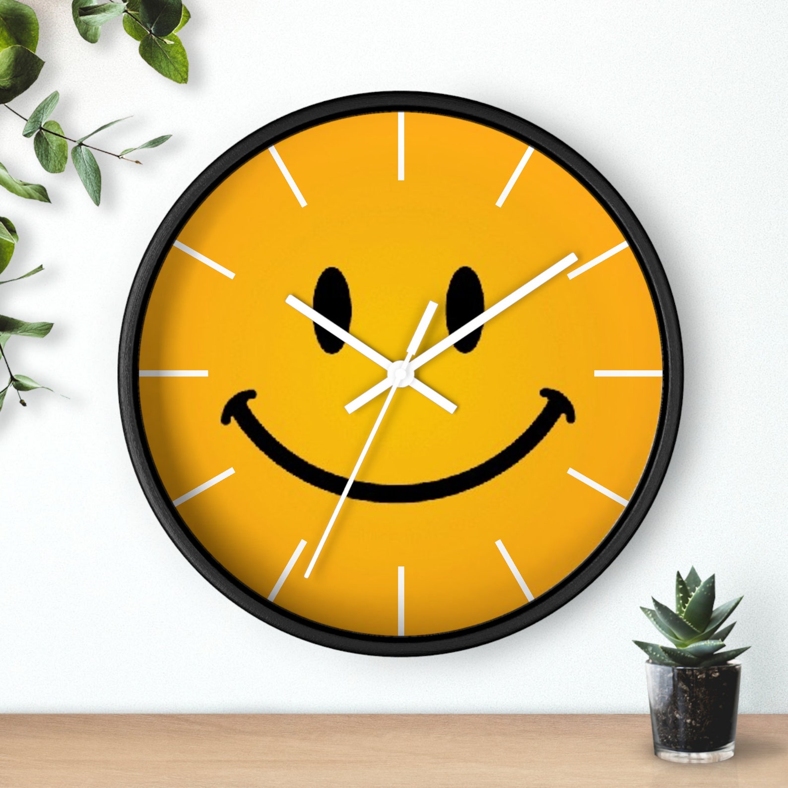 Smiley Clock, Yellow Smiley Clock, Happy Face Clock, Emoji Clock ...