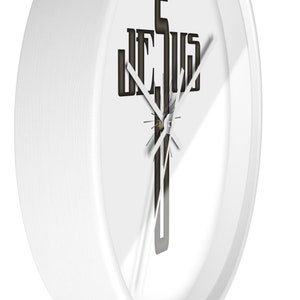 Jesus Word Art Clock, Jesus Cross Wall Clock, Christian Clock, Cross ...